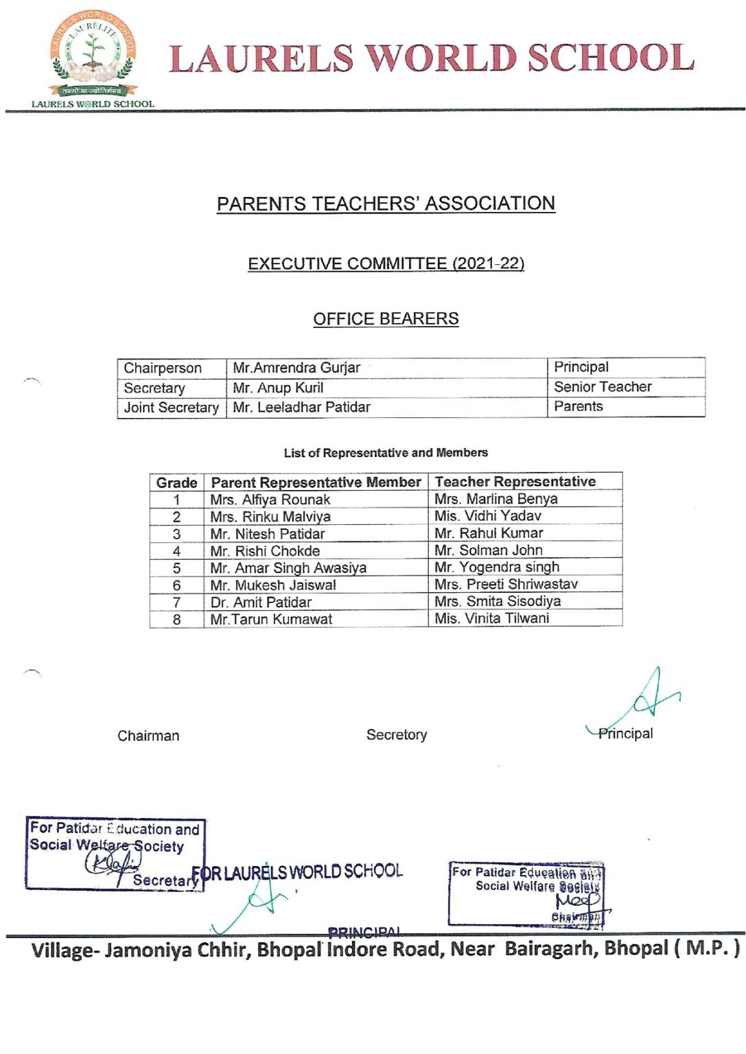 PTA CERTIFICATE - laurelsworldschool.com